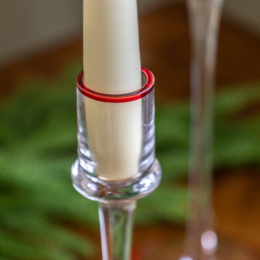 Red Rim Glass Candle Stick Set of 2 – Olivia's