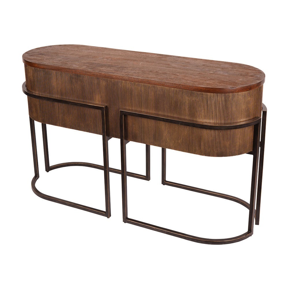 Libra Interiors Hunter Corrugated Antique Gold Console Table – Olivia's