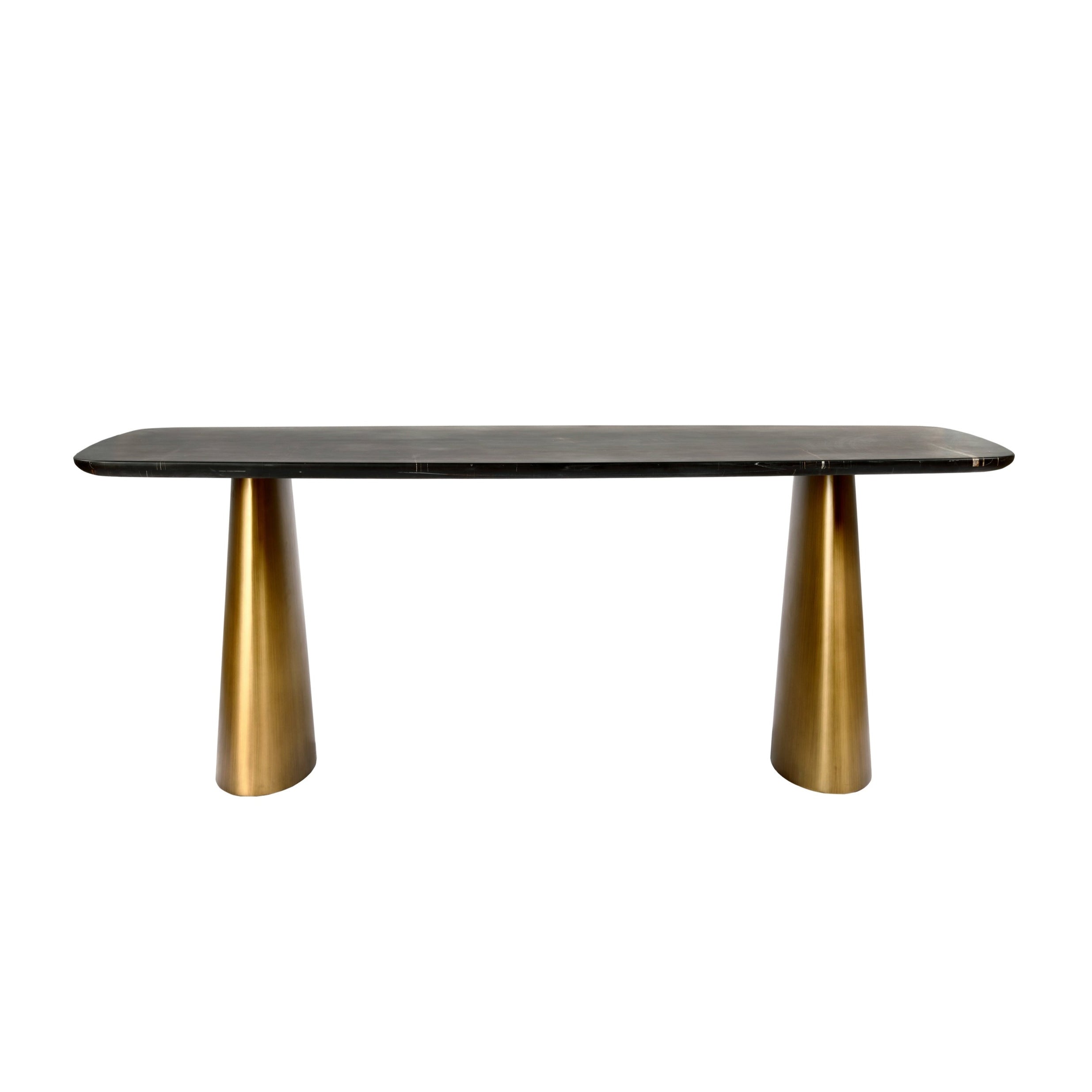 Caldera Marble Rectangular Dining Table - Black & Brass – Olivia's
