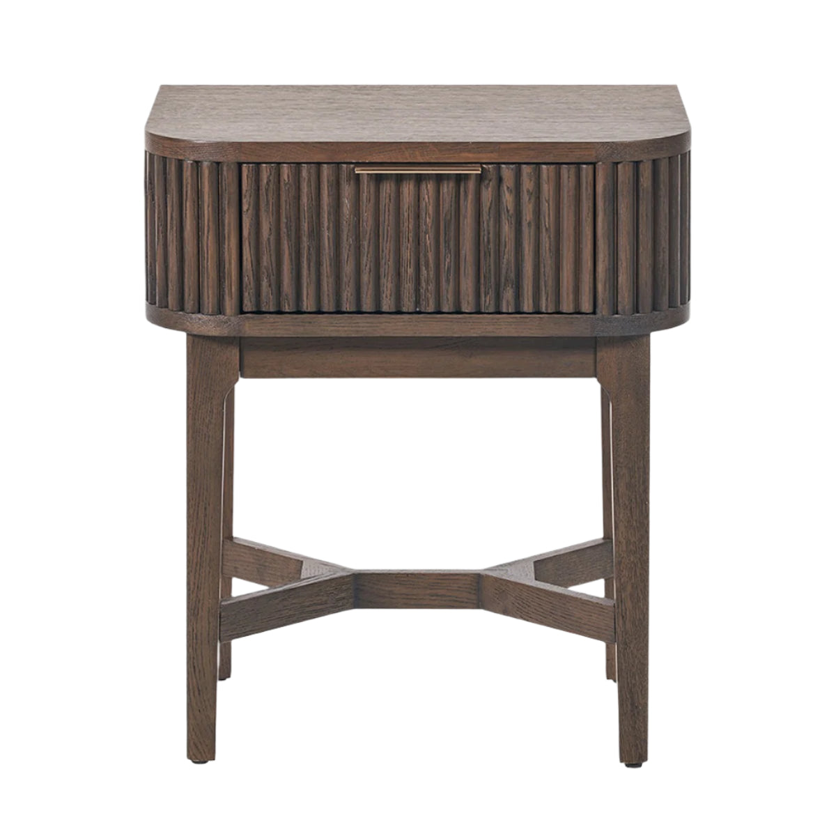 Raye Bedside Table - Dark Brown Ribbed Oak & Pine Wood – Olivia's
