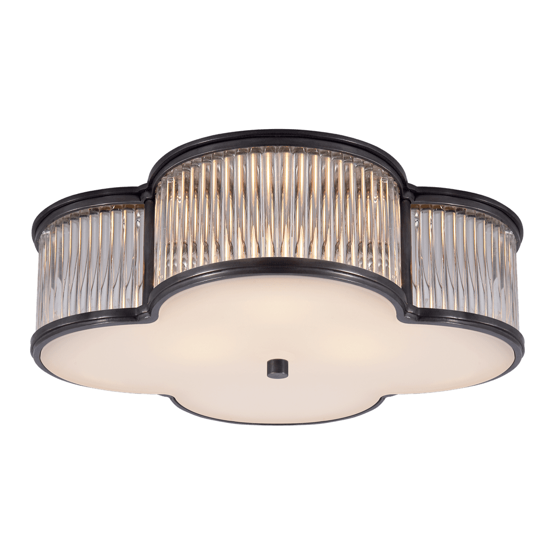 Basil 17" Flush Mount - Gun Metal & Clear Glass Rods with Frosted Glas ...