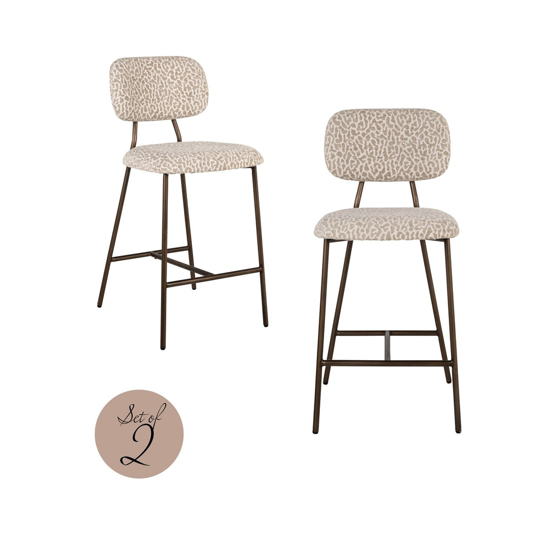 Xenia Set of 2 Leopard Print Counter Stools - Beige – Olivia's