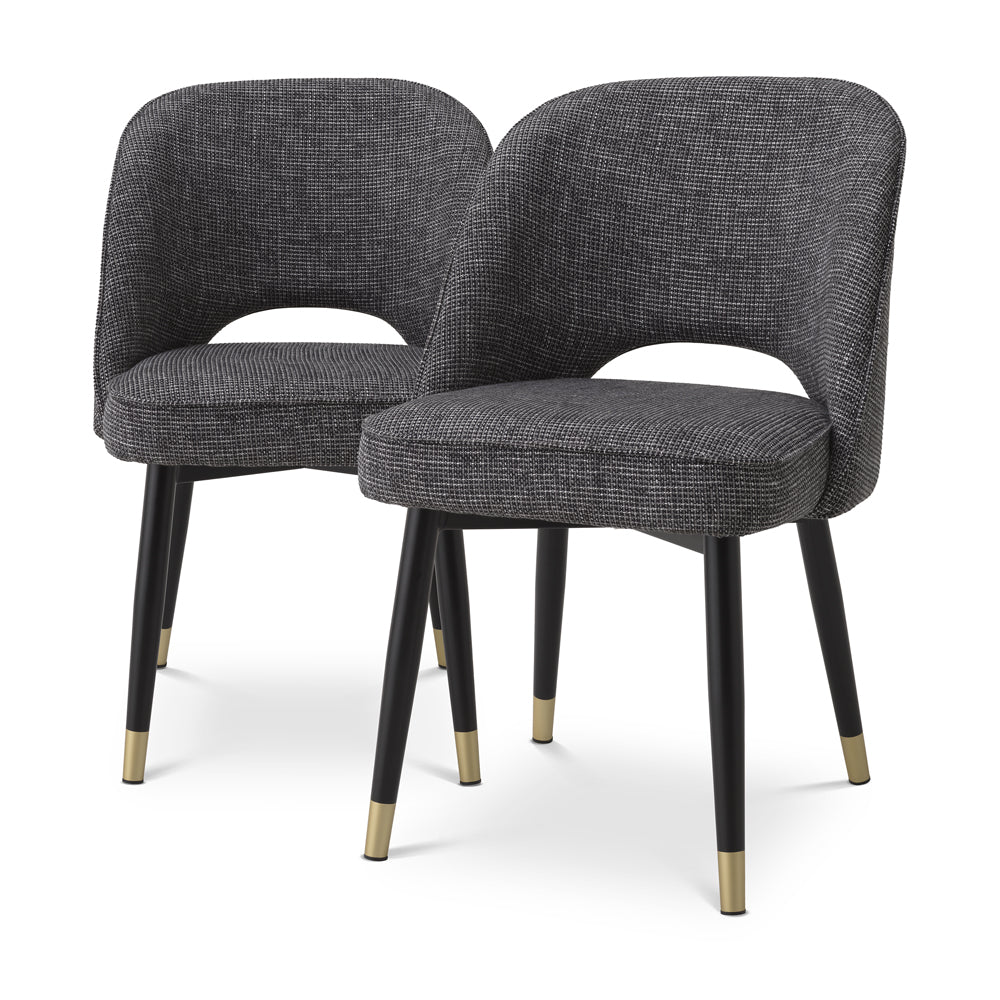 Set of 2 Cliff Dining Chairs in Rocat Black | Eichholtz - Olivia's