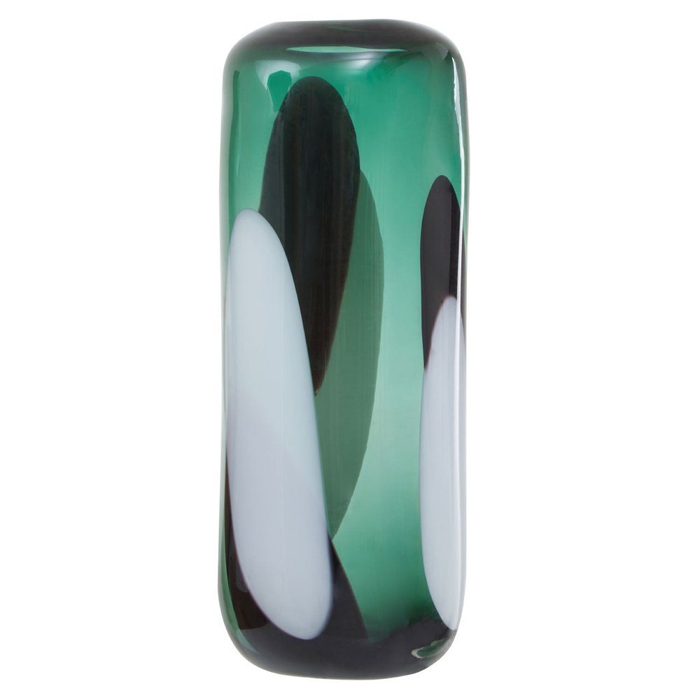 Olivia's Hannah Large Glass Vase in Green & Black & White