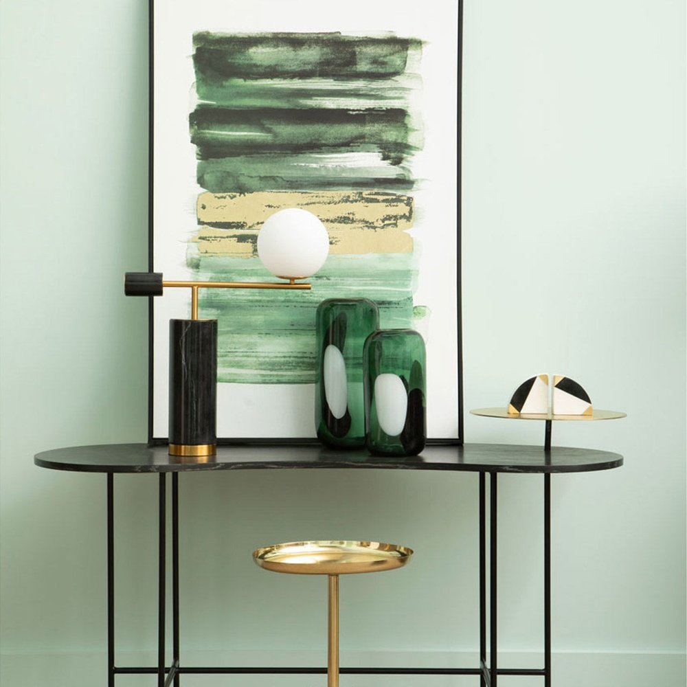 Olivia's Hannah Large Glass Vase in Green & Black & White