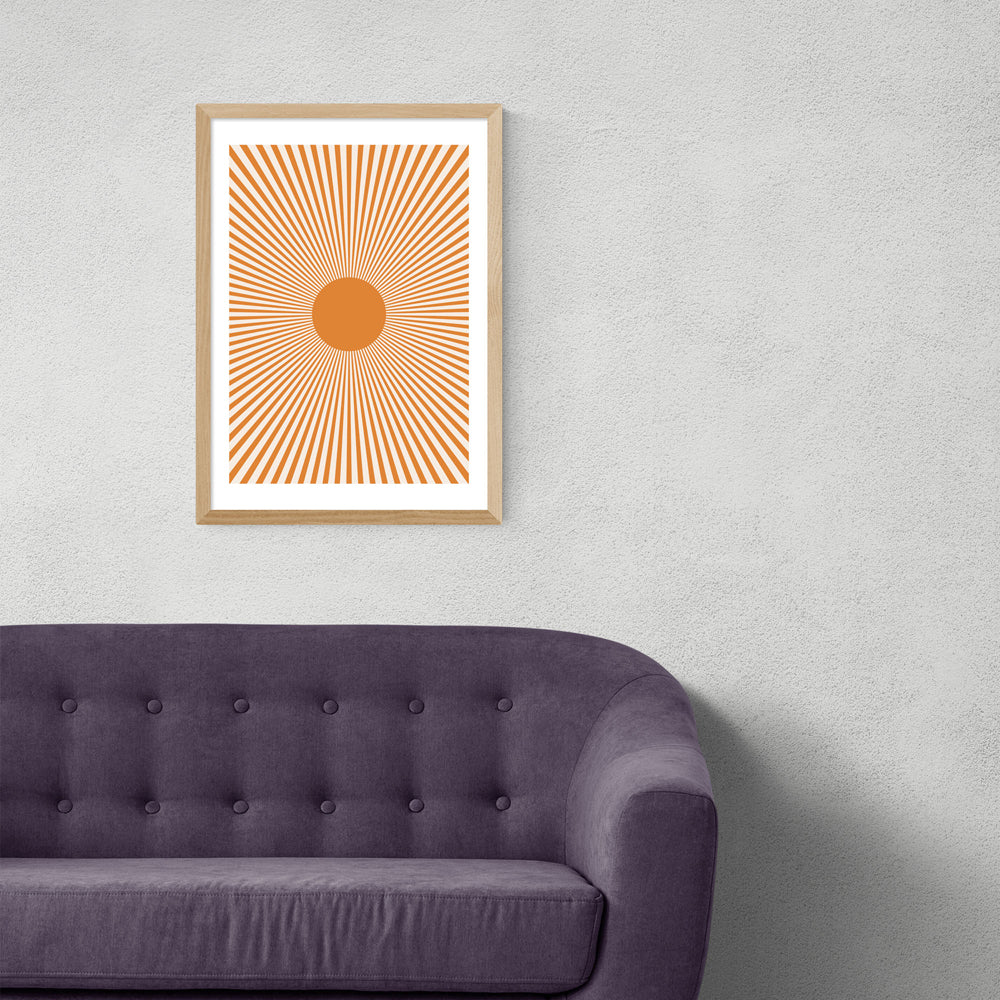 Orange Sun Rays by Sundry Society - A3 Oak Framed Art Print – Olivia's